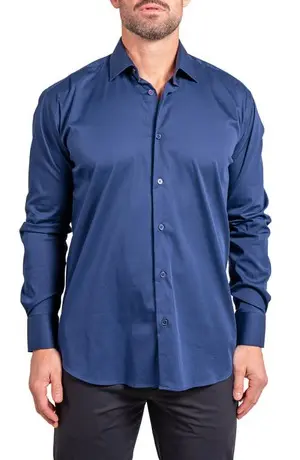 MACEOO Blacklabel Softstretch Ascension Button-up Shirt Dark Blue
