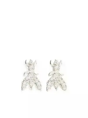 Patrizia Pepe Rhinestone-embellished Brass Earrings - Silver