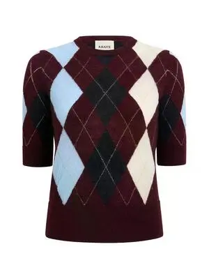 Khaite Diamond-pattern Short-sleeve Top - Red