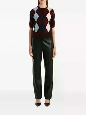 Khaite Diamond-pattern Short-sleeve Top - Red