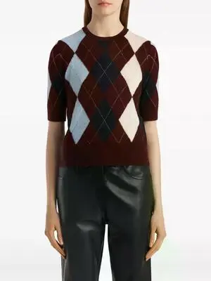 Khaite Diamond-pattern Short-sleeve Top - Red