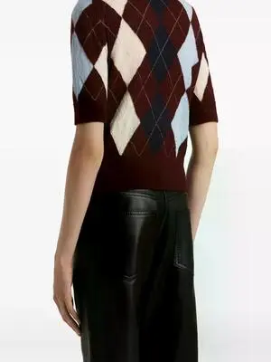 Khaite Diamond-pattern Short-sleeve Top - Red