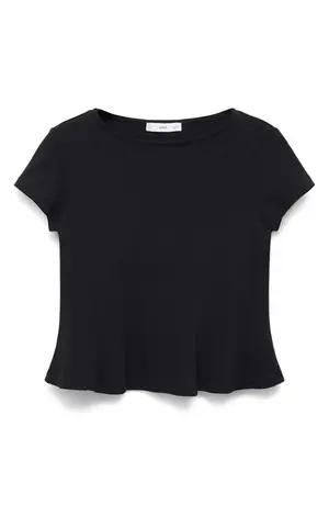 Mango A-line Cotton T-shirt - Black