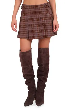 Avec Les Filles Plaid Pleated Mini Skirt