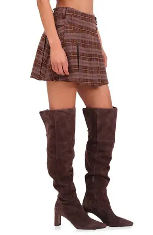 Avec Les Filles Plaid Pleated Mini Skirt