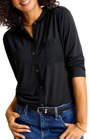 Tommy Bahama Button-Up Shirt With Curved Hem Black