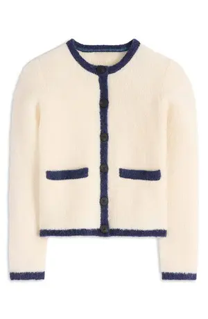 Boden Bouclé Knit Cardigan With Contrast Tipping