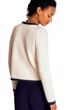 Boden Bouclé Knit Cardigan With Contrast Tipping