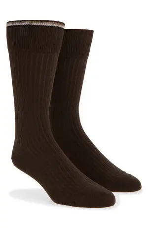 Hugo Boss Ribbed Cotton-blend Dress Socks Pack Of 2 - Dark Brown