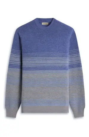 Bugatchi Gradient Stripe Merino Wool Sweater - Cobalt