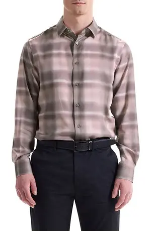 Bugatchi Julian Shaped Fit Abstract Check Lyocell Button-up Shirt