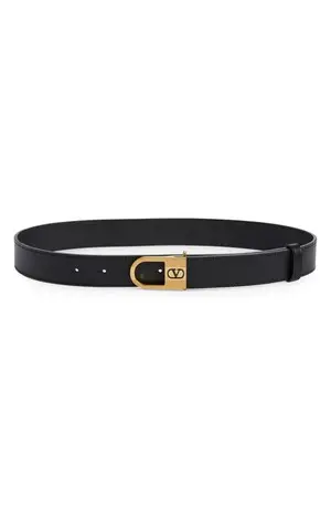 Valentino Garavani Vlogo Signature Leather Belt - Nero