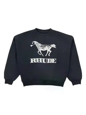 Rhude Dinero Graphic Crew-neck Sweatshirt - Black
