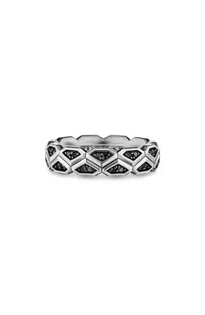 David Yurman Hex Band Fine Ring - Black Diamond Silv
