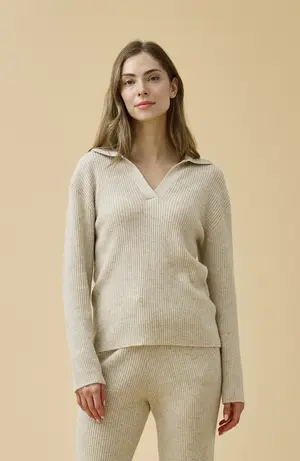 KIP Merino Cashmere Lounge Sweater - Champagne