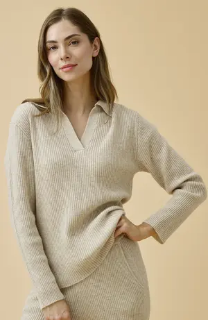 KIP Merino Cashmere Lounge Sweater - Champagne
