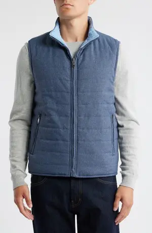 Scott Barber Reversible Quilted Vest - Denim