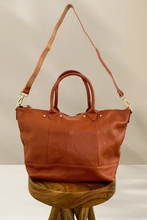 Pink Haley Ellie Handmade Leather Tote - Sienna