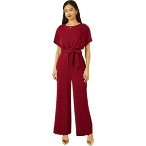 YUMI Batwing Stretch Jumpsuit - Burgundy