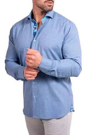 MACEOO Einstein Ascension Contemporary Fit Button-up Shirt - Blue