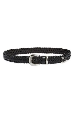 Treasure & Bond Braided Leather Belt - Black- Silver