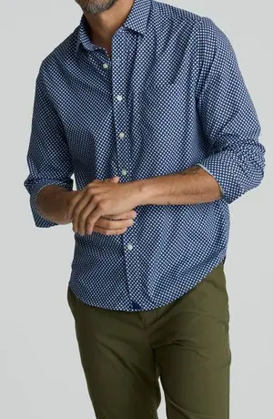 UNTUCKIT Marshall Geo Print Performance Button-up Shirt - Navy