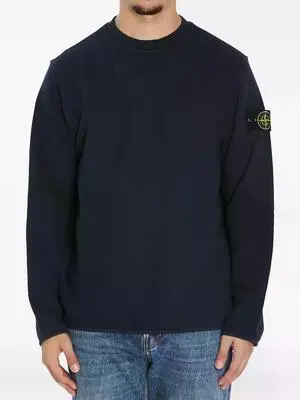 Stone Island Logo Badge Crew-neck Sweatshirt - Blue