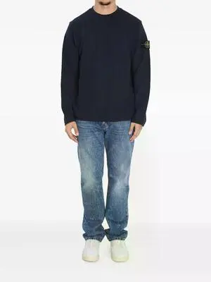 Stone Island Logo Badge Crew-neck Sweatshirt - Blue