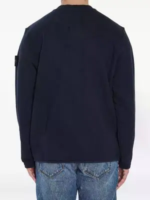 Stone Island Logo Badge Crew-neck Sweatshirt - Blue