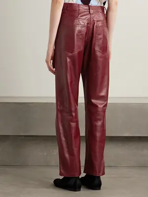 Khaite Callum Leather Straight-leg Pants - Red