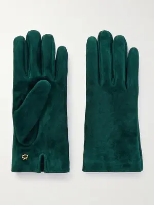 GIANVITO ROSSI Gianvito Rossi Embellished Suede Gloves Green