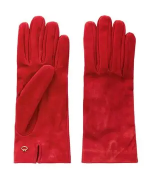 GIANVITO ROSSI Embellished Suede Gloves Red