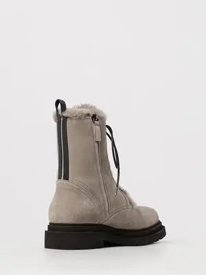 Brunello Cucinelli Lace Up Combat Boots - Ice