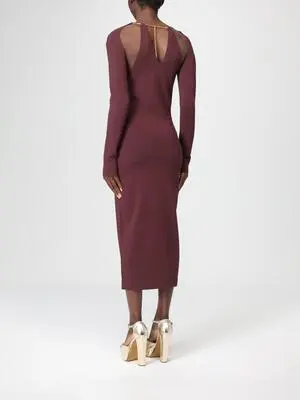 Elisabetta Franchi Long Sleeve Plunge Neck Dress