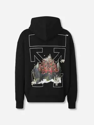 Off-White Logo Cotton Hoodie - Black
