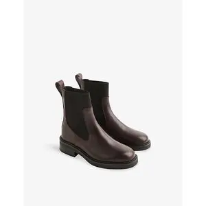 Whistles Elasticated Leather Chelsea Boots - Plum/claret