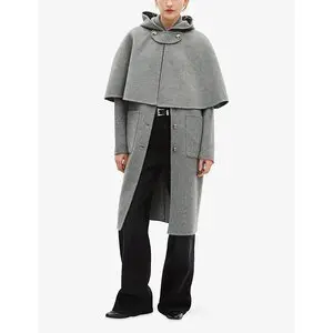 The Kooples Wool-blend Caped Hooded Coat