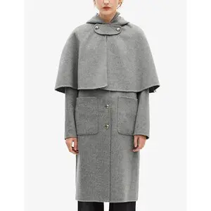 The Kooples Wool-blend Caped Hooded Coat