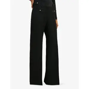 REISS Atelier Athena Flared Wool Trousers - Black