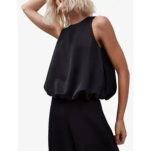 RO&ZO Bubble-hem Tie-back Satin Top
