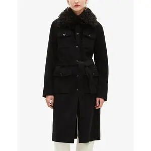The Kooples Wool-blend Coat With Faux-fur Collar
