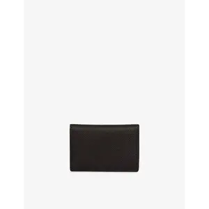 Smythson Panama Branded Leather Card Case Black