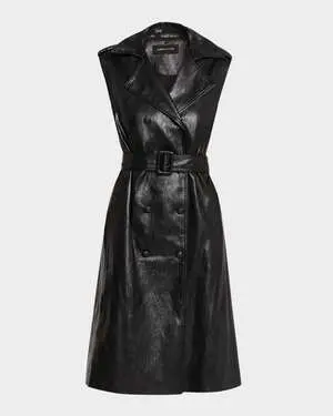 Kobi Halperin Val Double-Breasted Trench Coat Dress - Black