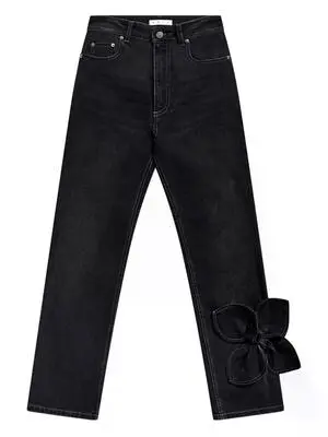 AREA Bow Embellished Straight-leg Jeans