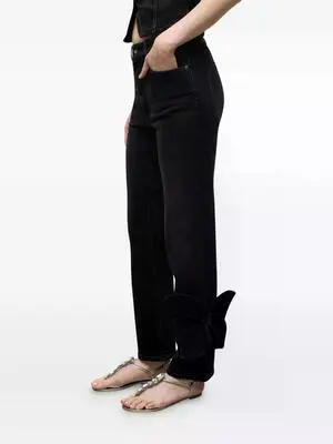 AREA Bow Embellished Straight-leg Jeans
