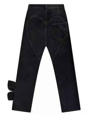 AREA Bow Embellished Straight-leg Jeans