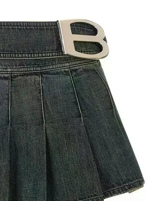Balenciaga B-buckle Pleated Mini Skirt - Blue