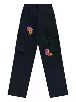 AREA Embroidered Flower Cargo Trousers