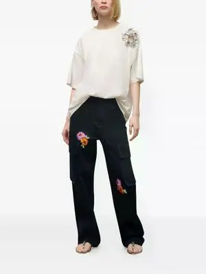 AREA Embroidered Flower Cargo Trousers