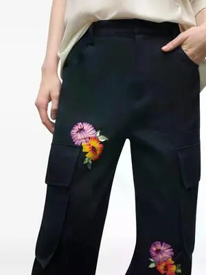 AREA Embroidered Flower Cargo Trousers
